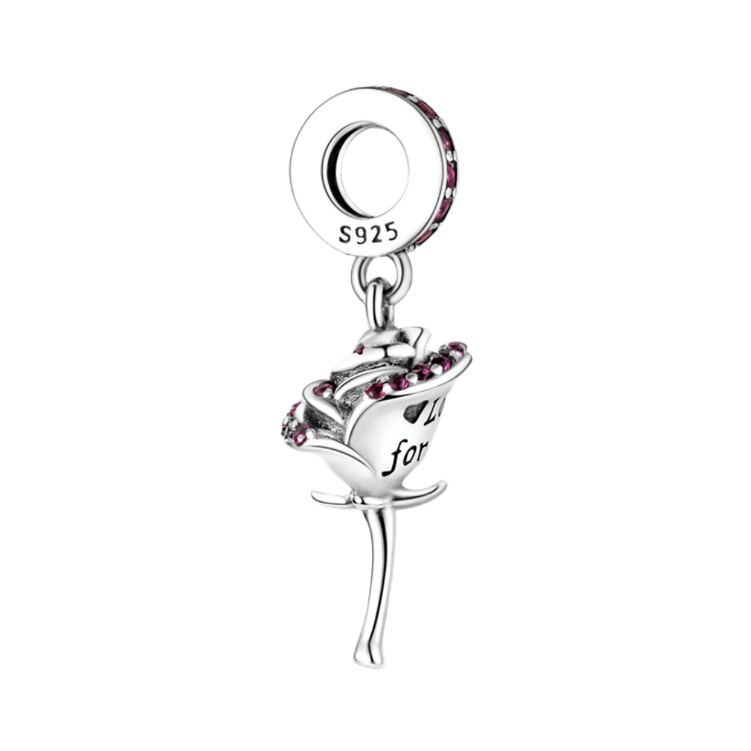 Silver Rose Dangle Charm – Pretty Little Charms